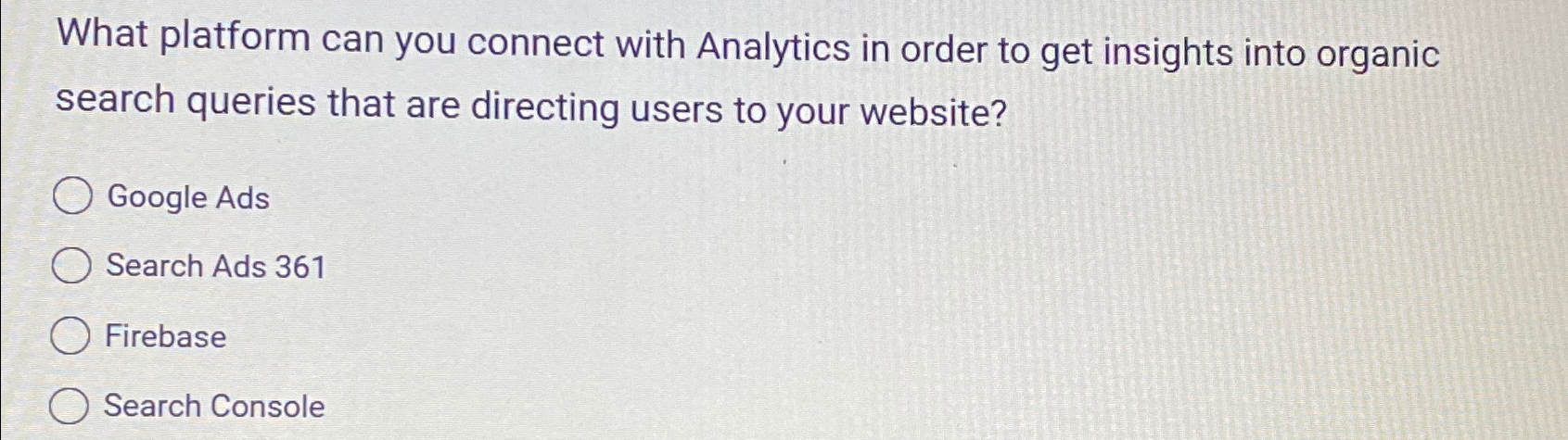 Solved What platform can you connect with Analytics in order | Chegg.com