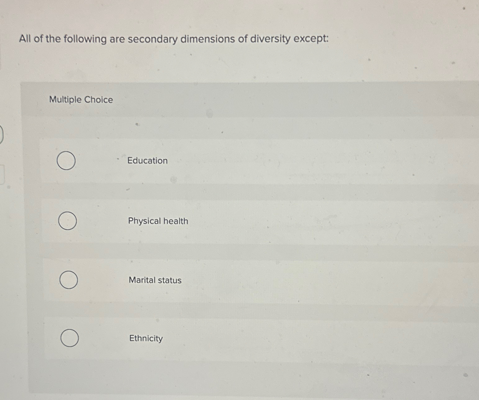 Solved All of the following are secondary dimensions of | Chegg.com
