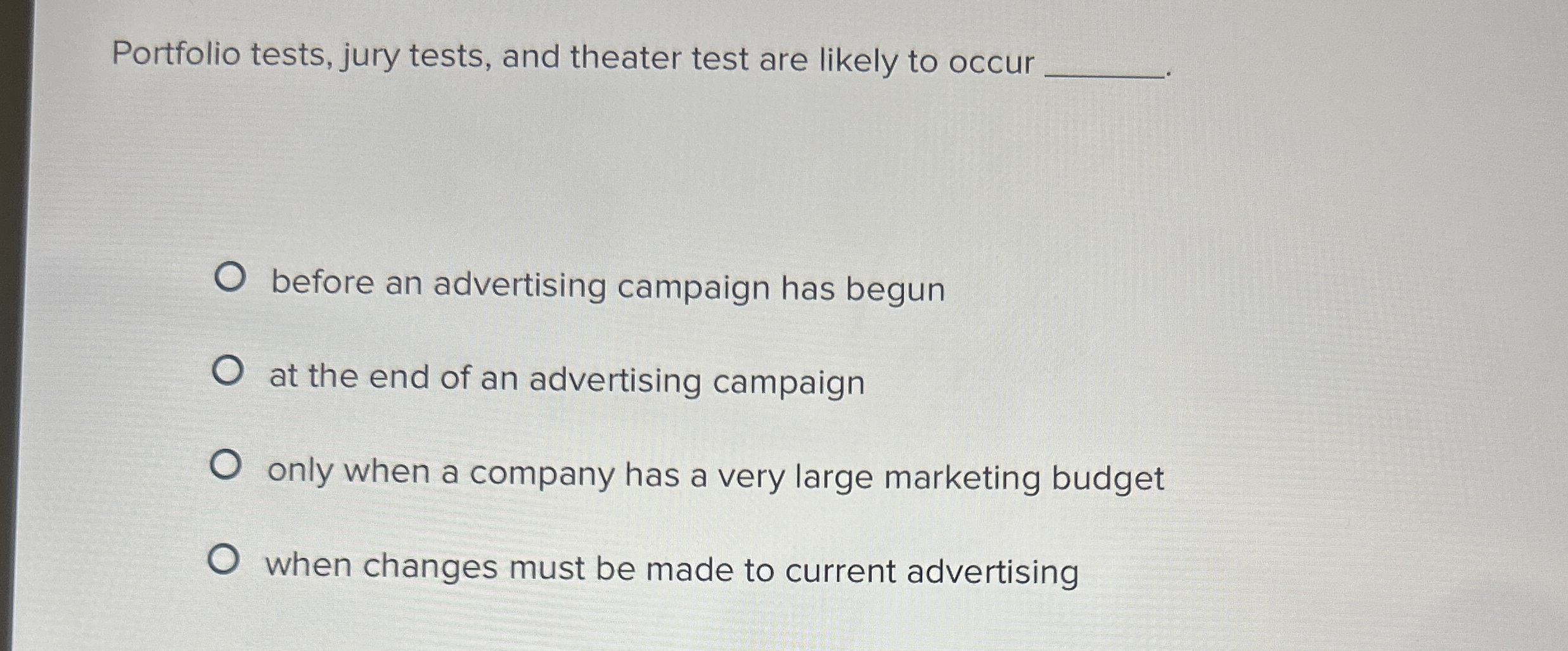 Portfolio tests, jury tests, and theater test are | Chegg.com