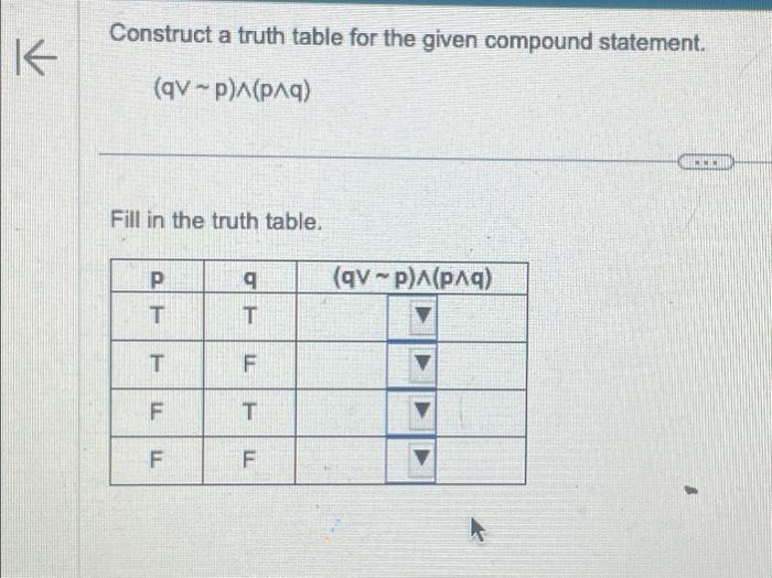 Solved K Construct a truth table for the given compound | Chegg.com