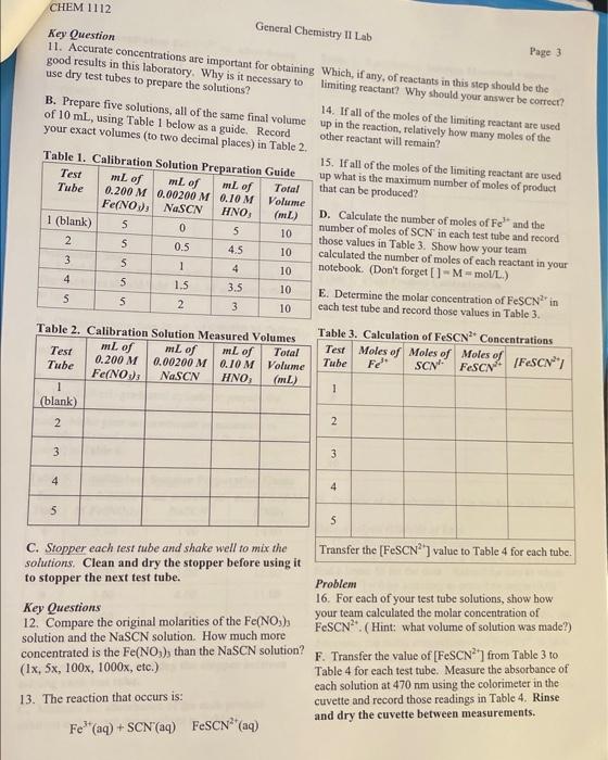 CHEM 1112 General Chemistry II Lab Page 1 Laboratory | Chegg.com