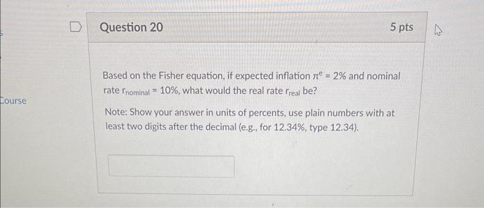 Solved Based on the Fisher equation, if expected inflation | Chegg.com