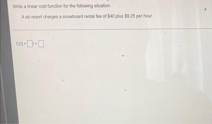 Solved Write a linear cost function for the following | Chegg.com