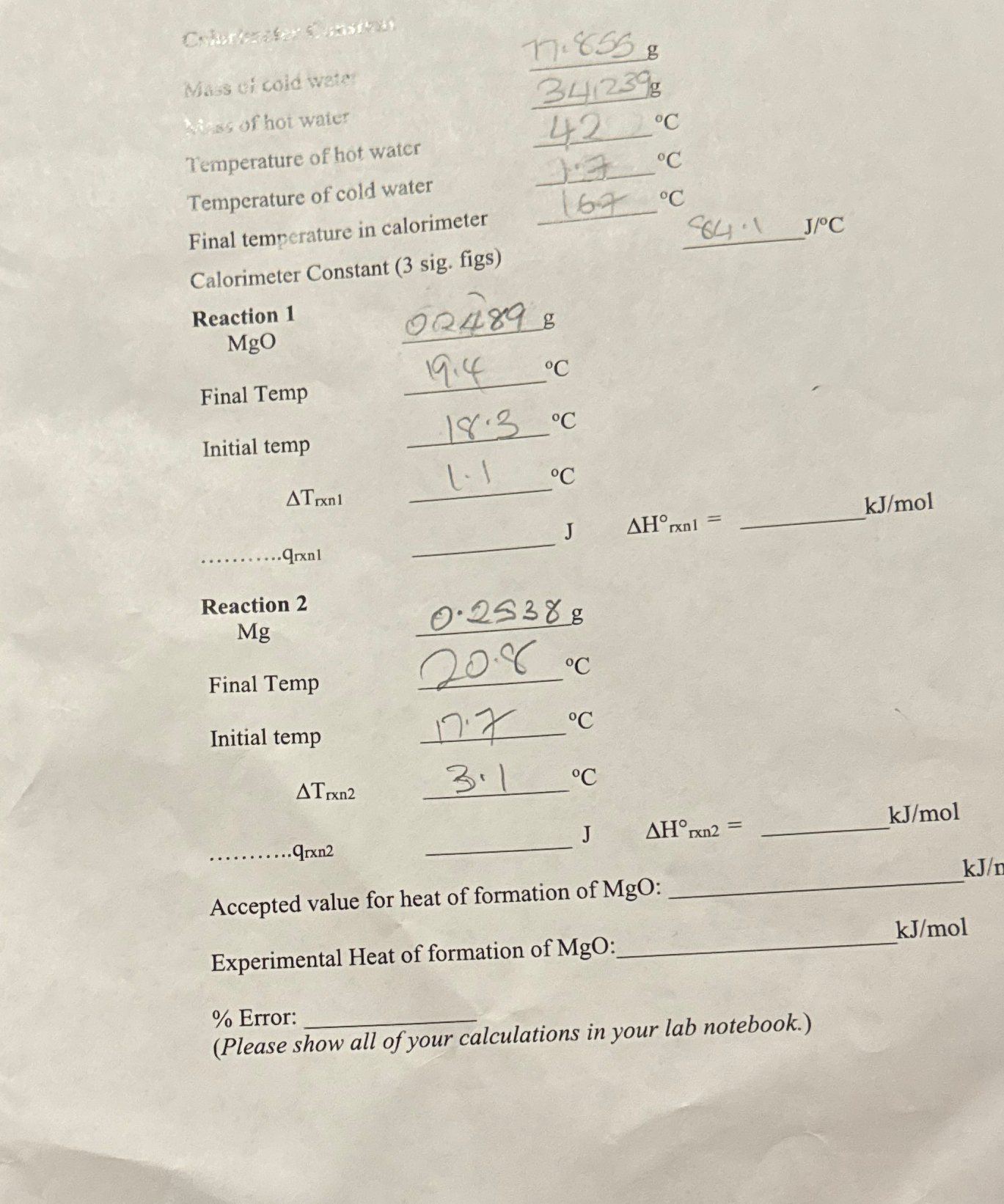 Solved Muss ci coid waterSises of hot waterTemperature of | Chegg.com