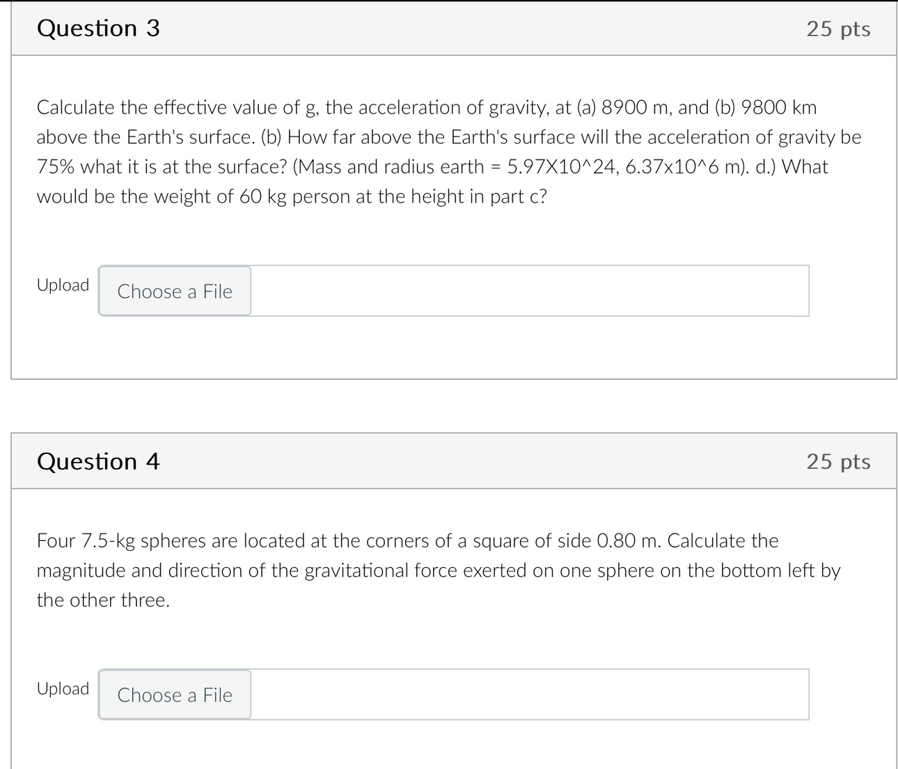 Solved Question 325ptsCalculate the effective value of g, | Chegg.com