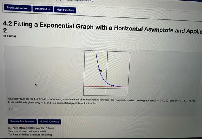 Solved 4.2 Fitting a Exponential Graph with a Horizontal | Chegg.com