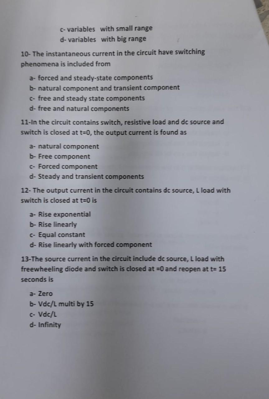 c-variables with small range d-variables with big | Chegg.com