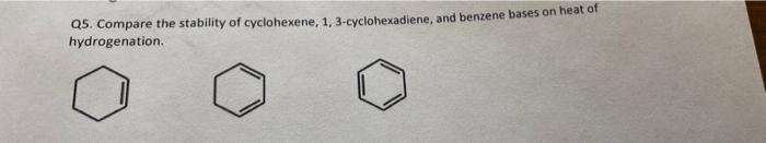 Solved Q5. Compare the stability of cyclohexene, 1, | Chegg.com