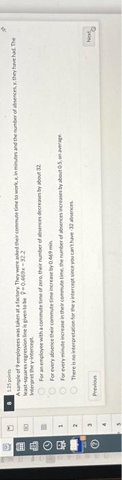 Solved 125 points A sample of 9 employees was taken at a | Chegg.com