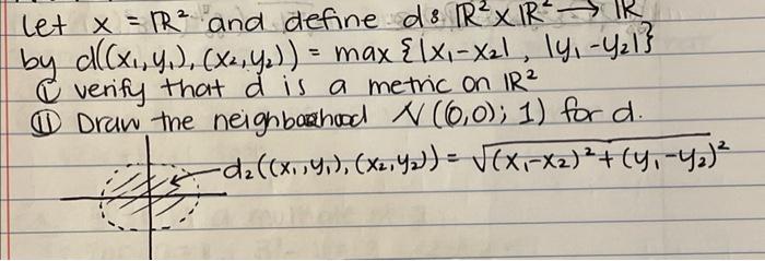 Solved Let x=R2 and define ds R2×R2→R by | Chegg.com