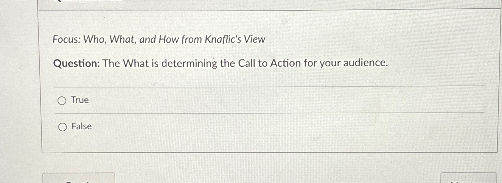 Solved Focus: Who, What, and How from Knaflic's | Chegg.com