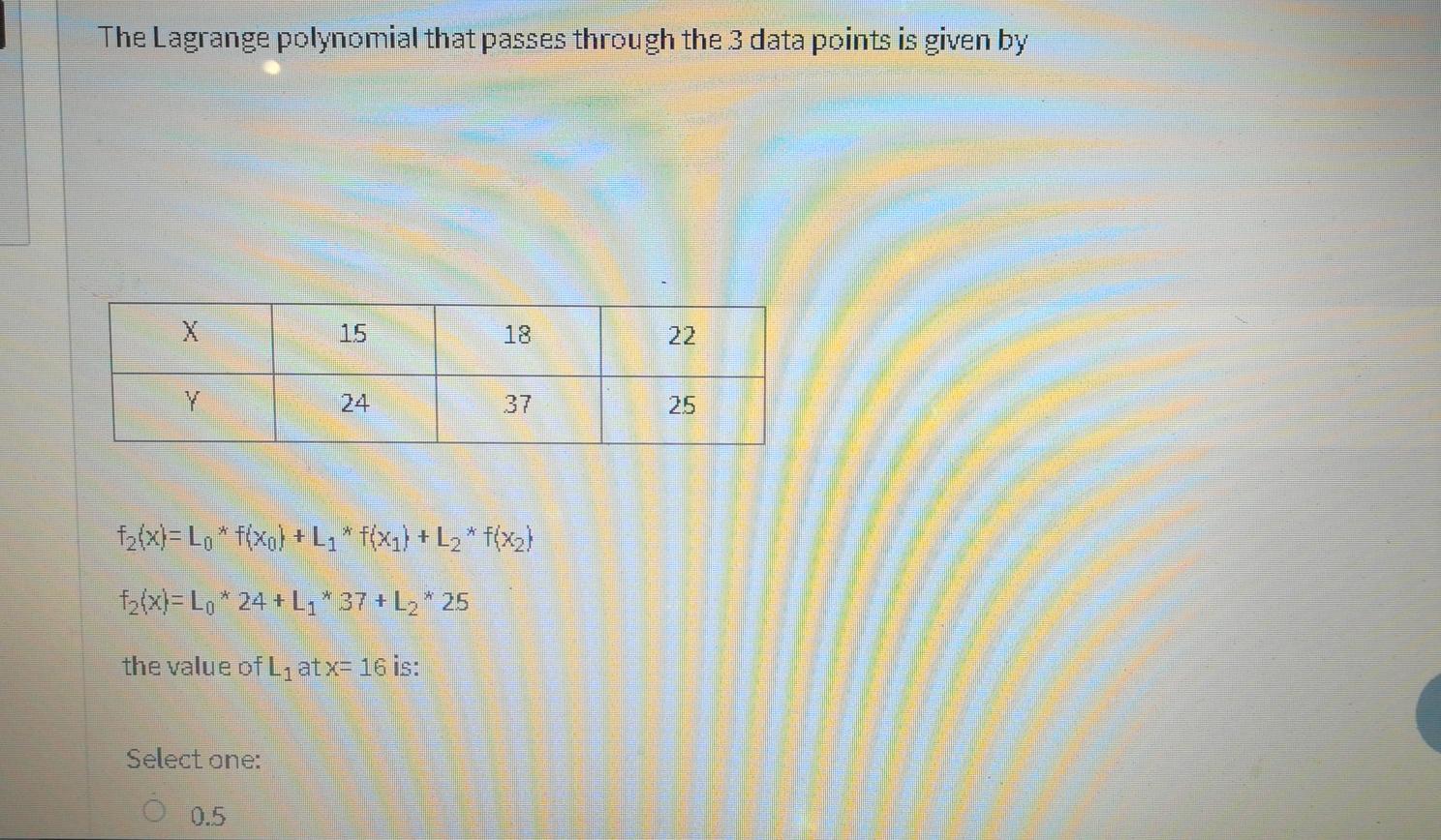 Solved The Lagrange polynomial that passes through the 3 | Chegg.com