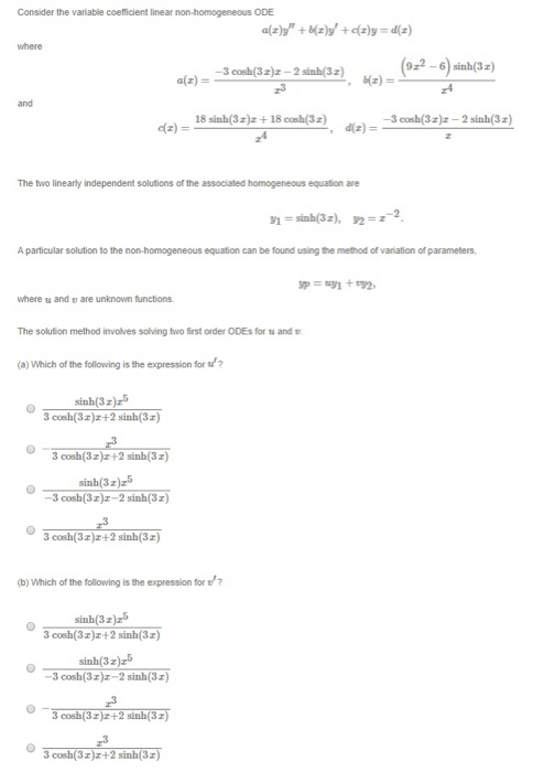 Solved Consider the variable coefficient linear | Chegg.com