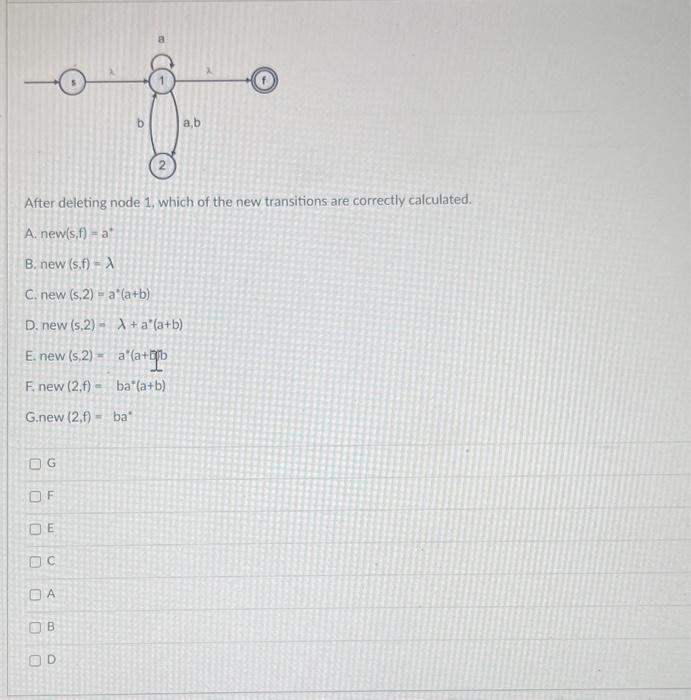 Solved After deleting node 1, which of the new transitions | Chegg.com