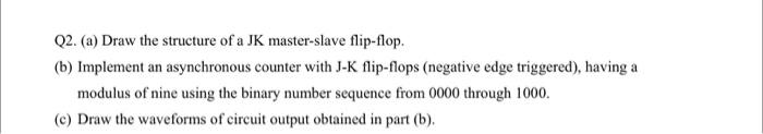 Solved Q2. (a) Draw the structure of a JK master-slave | Chegg.com