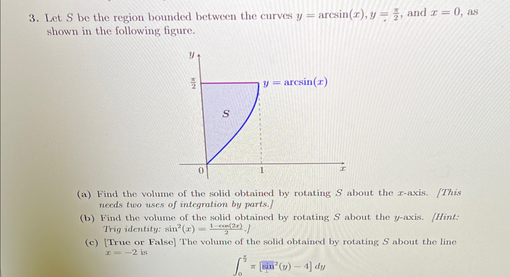 Solved Let S ﻿be the region bounded between the curves | Chegg.com