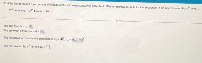 Solved Find the first term and the common difference of the | Chegg.com