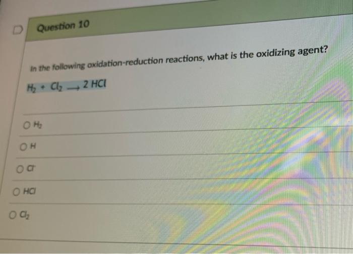 Solved In the following oxidation-reduction reactions, what | Chegg.com