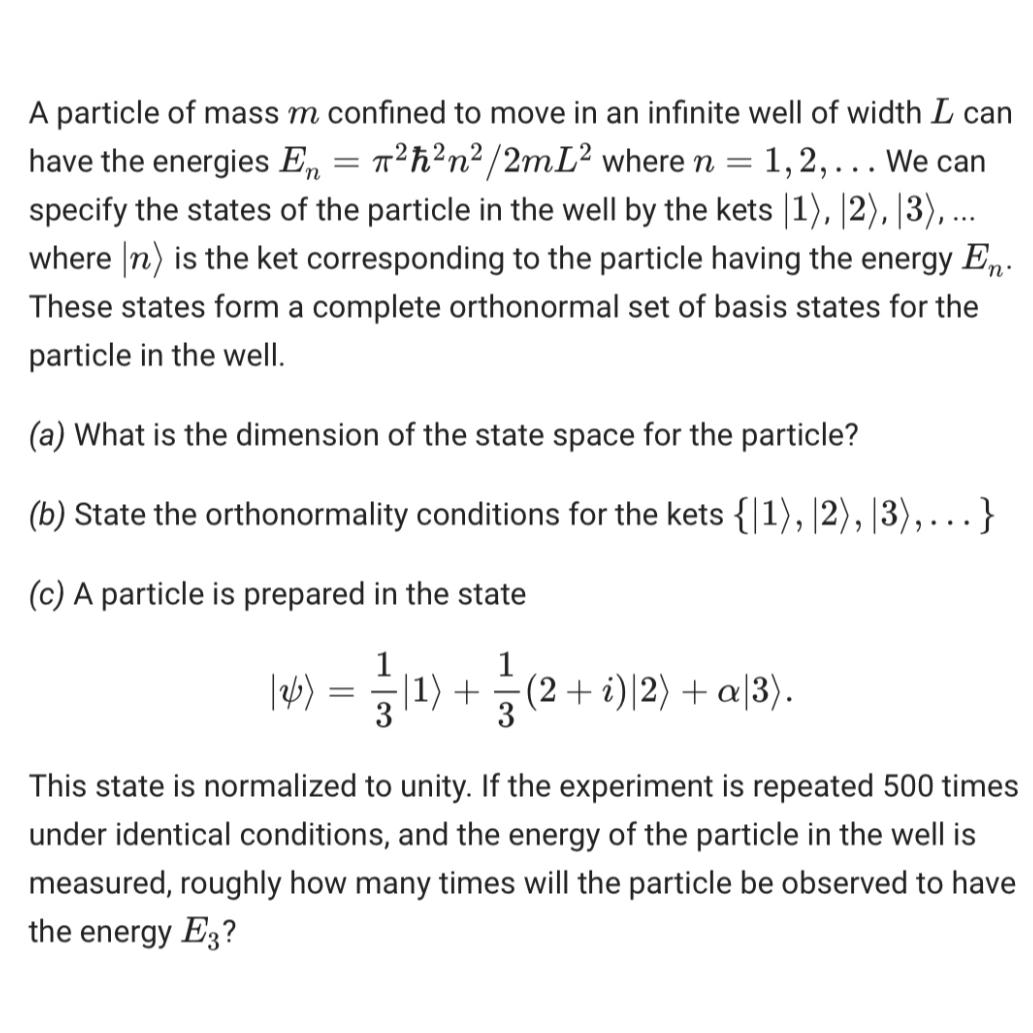 Solved A particle of mass m ﻿confined to move in an infinite | Chegg.com