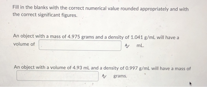 Solved Fill in the blanks with the correct numerical value | Chegg.com