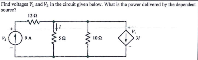 Solved Find voltages V1 ﻿and V2 ﻿in the circuit given below. | Chegg.com