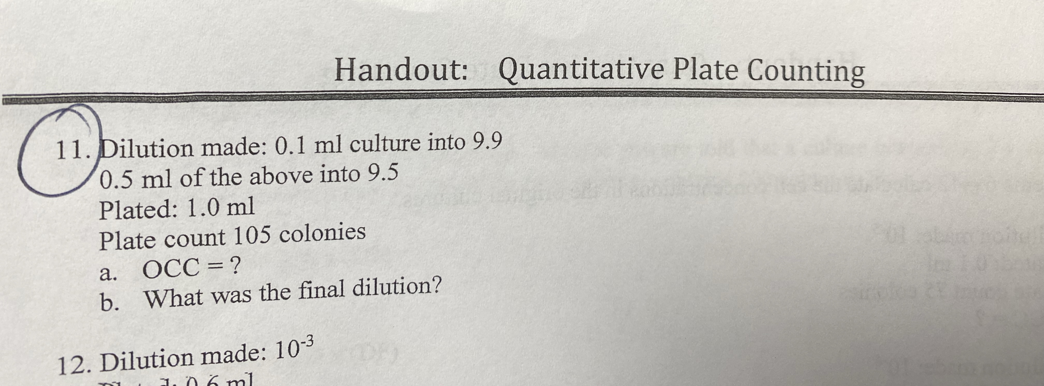 Solved Handout: Quantitative Plate Counting11. ﻿Dilution | Chegg.com