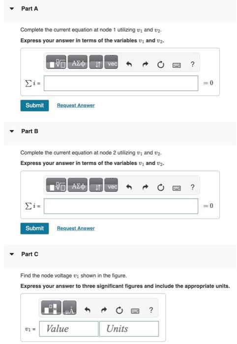Solved Complete the current equation at node 1 utilizing v1 | Chegg.com