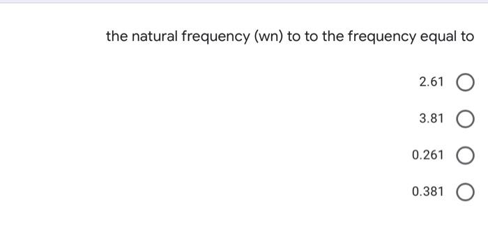 the natural frequency (wn) to to the frequency equal | Chegg.com