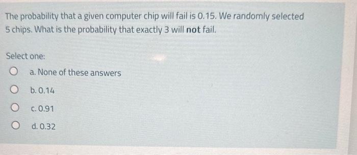 Solved The probability that a given computer chip will fail | Chegg.com