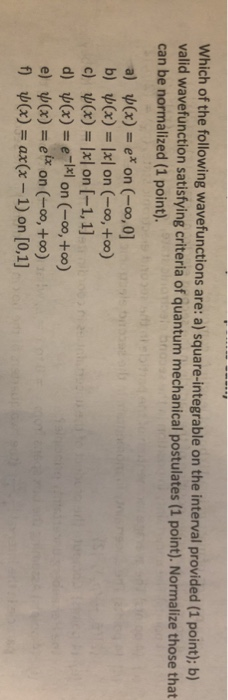 Solved Which of the following wavefunctions are: a) | Chegg.com
