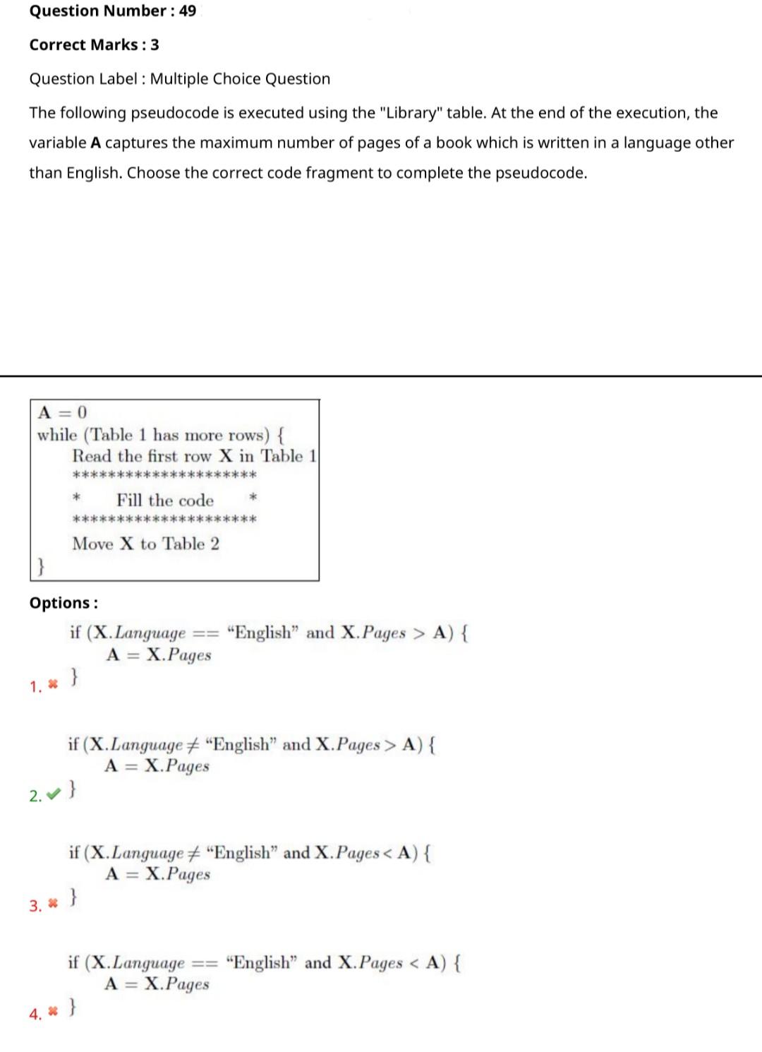 Solved Question Number : 47 Correct Marks : 0 Question Label | Chegg.com
