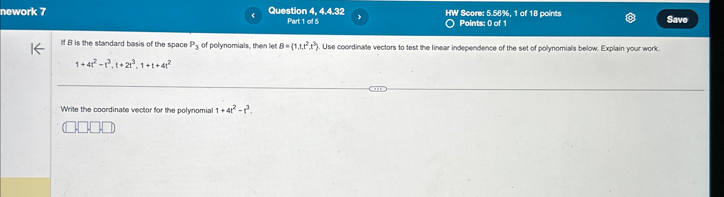 Solved nework 7Question 4, 4.4.32Part 1 ﻿of 5HW Score: | Chegg.com