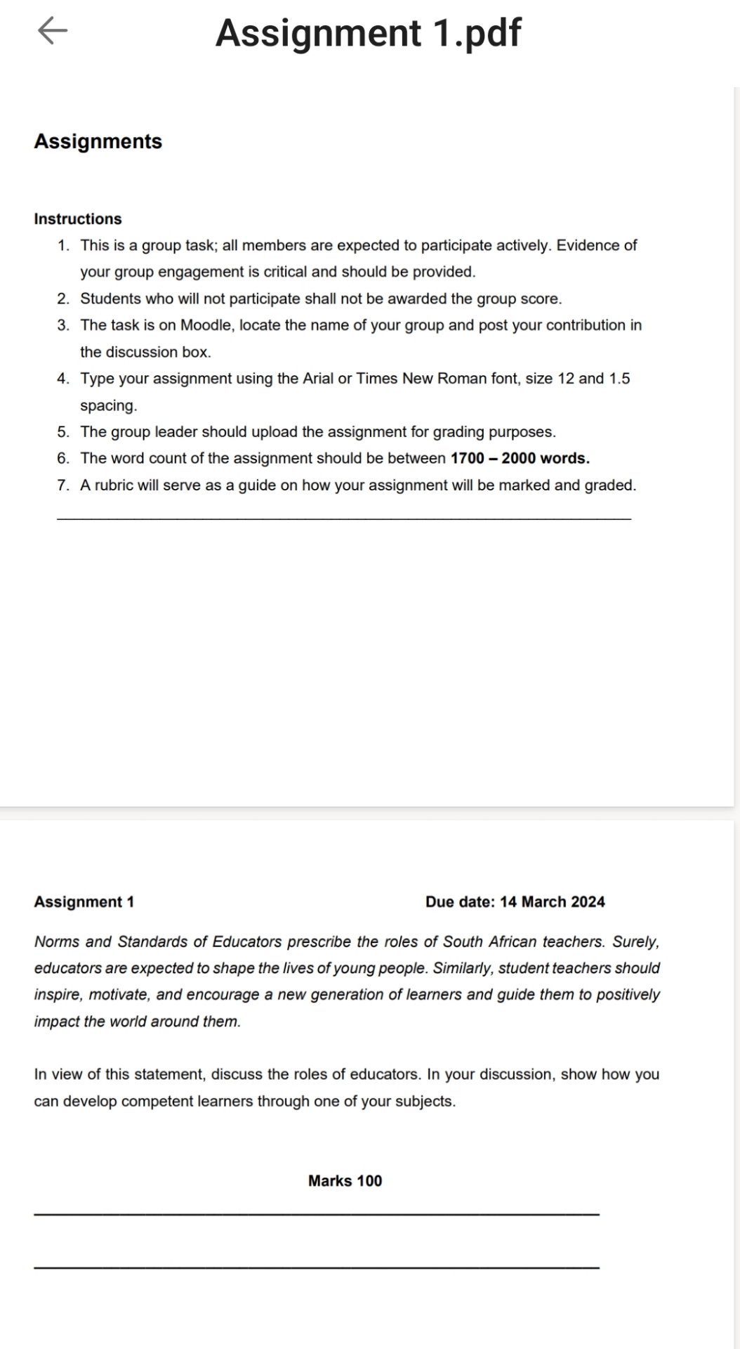 Solved Assignment 1.pdfAssignmentsInstructionsThis is a | Chegg.com