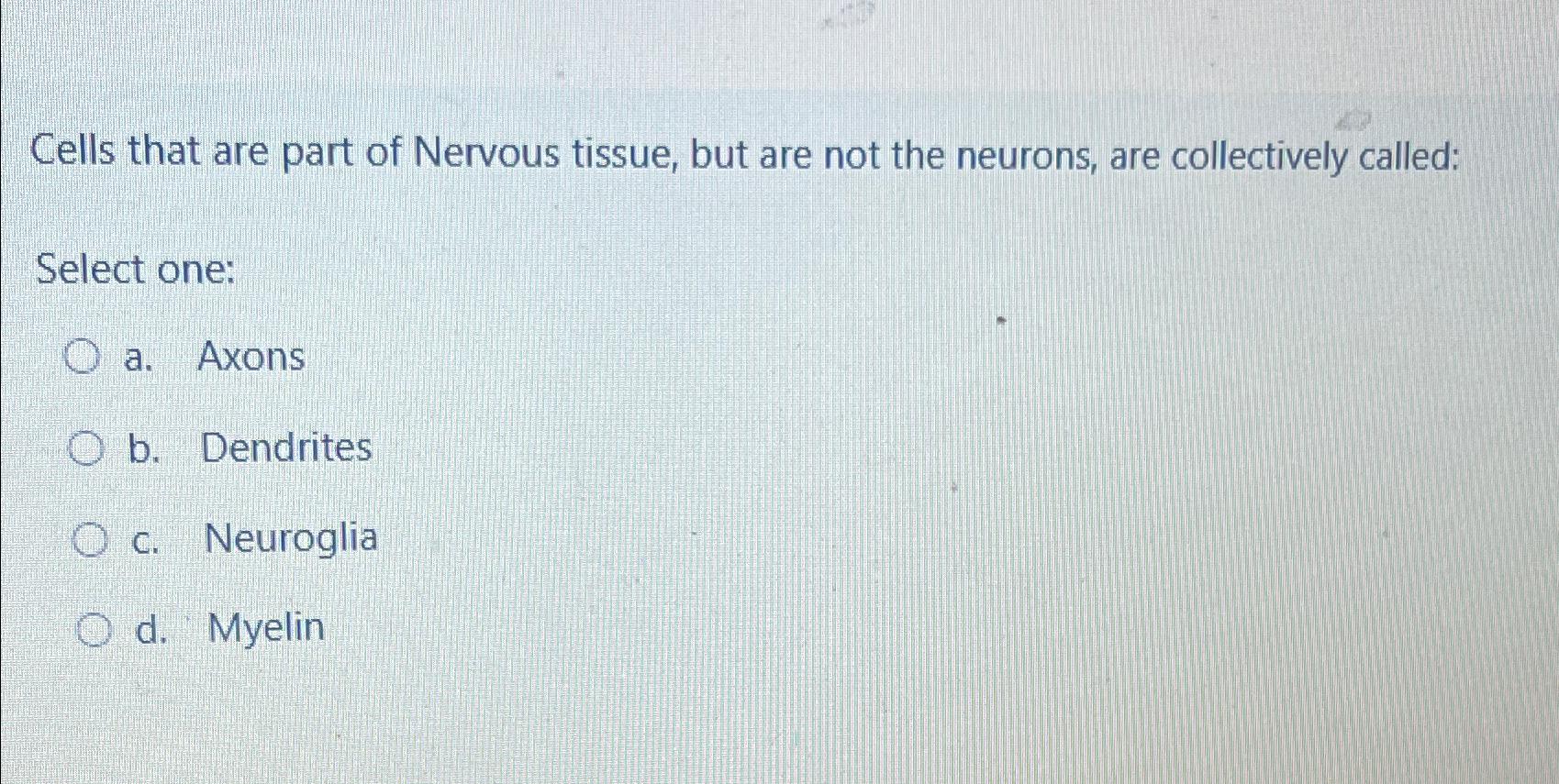 Solved Cells that are part of Nervous tissue, but are not | Chegg.com