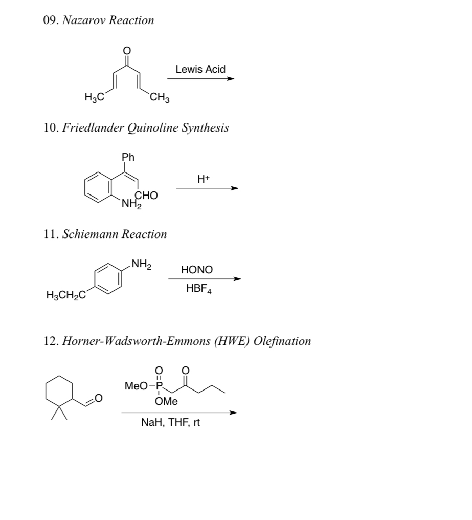 Solved Nazarov ReactionFriedlander Quinoline | Chegg.com