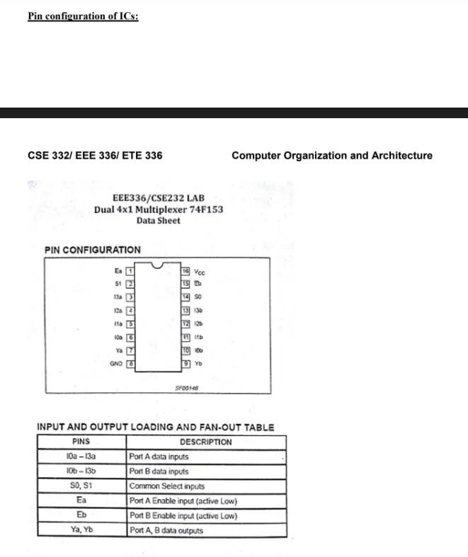 SSE 332/ EEE 336/ ETE 336 Computer Organization and | Chegg.com