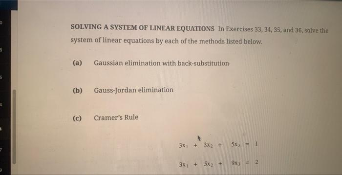Solved Solving A System Of Linear Equations In Exercises 33 Chegg