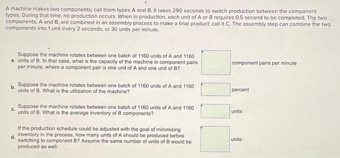 Solved A machine makes two components; call them types A and | Chegg.com