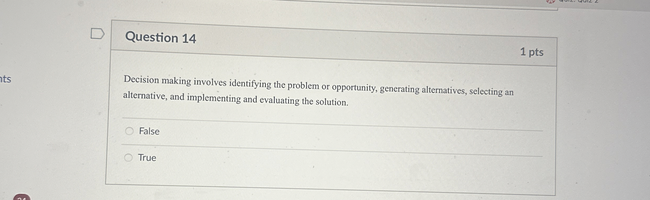 Solved Question 141 ﻿ptsDecision making involves identifying | Chegg.com