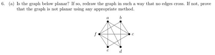 Solved 6. (a) is the graph below planar? If so, redraw the | Chegg.com