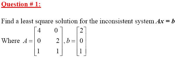 Solved Find a least square solution for the inconsistent | Chegg.com