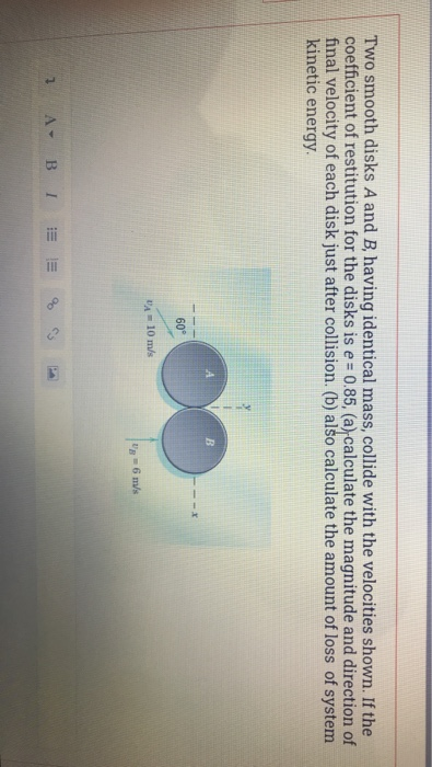 Solved Two smooth disks A and B, having identical mass, | Chegg.com