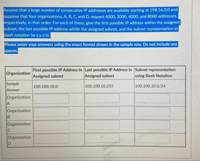 Solved Assume that a large number of consecutive IP | Chegg.com