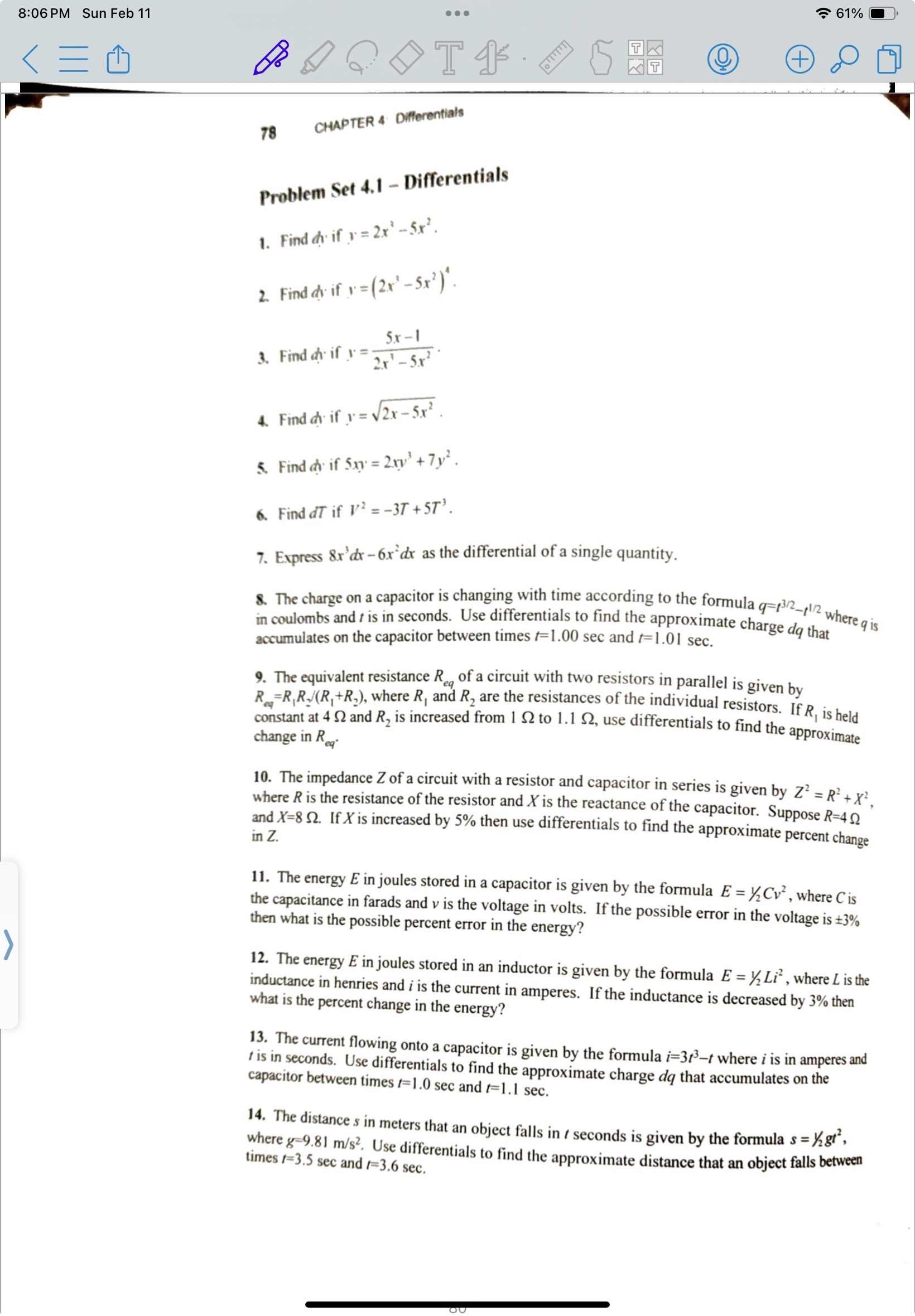 Solved Problem Set 4.1 - ﻿DifferentialsFind dy ﻿if | Chegg.com