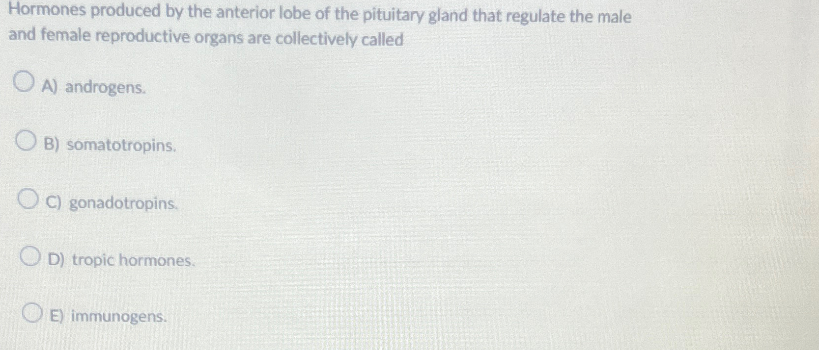 Solved Hormones produced by the anterior lobe of the | Chegg.com