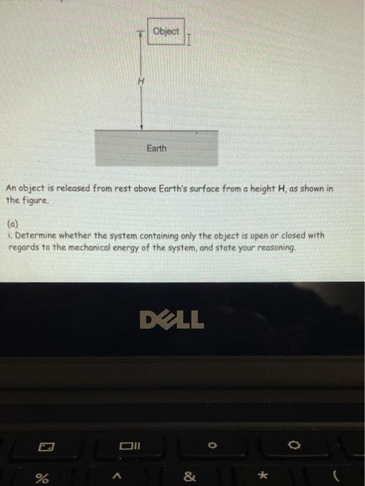 Solved Object H Earth An object is released from rest above | Chegg.com