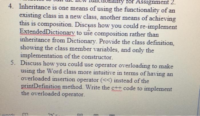 Solved 4. Inheritance is one means of using the | Chegg.com