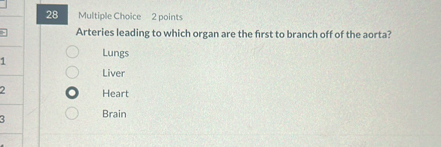 Solved 28Multiple Choice 2 ﻿pointsArteries leading to which | Chegg.com