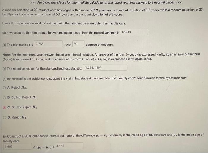 Solved >>> Use 5 decimal places for intermediate | Chegg.com