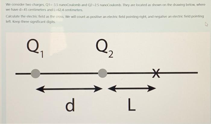 Solved We consider two charges, Q1=-3.5 nanoCoulomb and | Chegg.com
